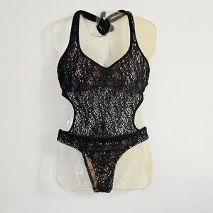 VENUS | Swim | Venus Black Mesh Cut Out Sheer Halter Monokini Bathing ...